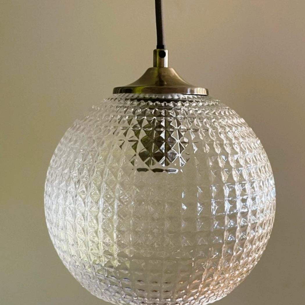 Karo Diamond Cut Clear Glass Round Pendant Lamp - SMITH&SMITH